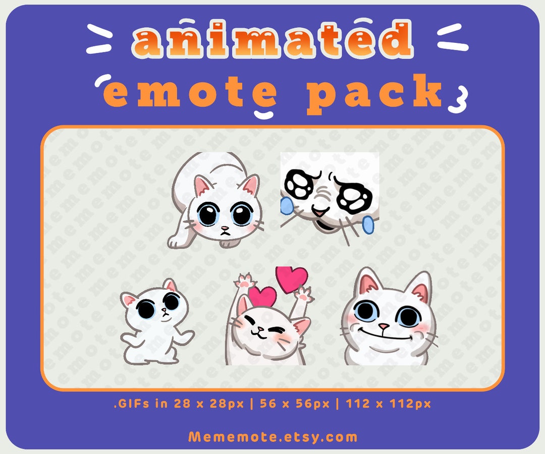 5 X White Cat ANIMATED Emote for Twitch, Discord, Youtube, Kick ...