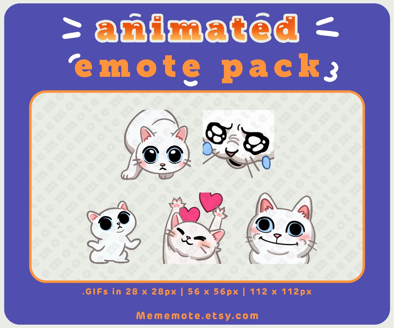 5 X White Cat ANIMATED Emote for Twitch, Discord, Youtube, Kick ...