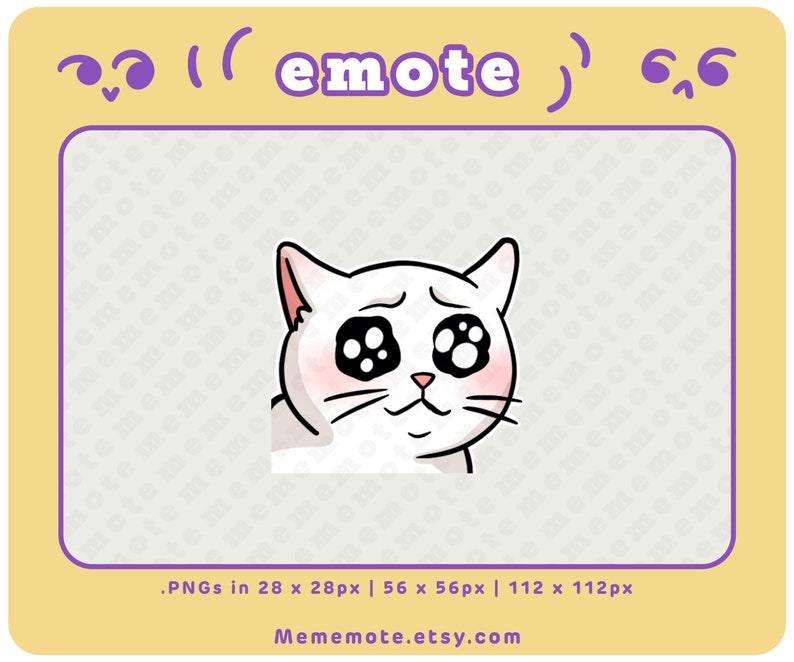 White Sad Cat Meme Emote for Twitch, Discord, Youtube, Kick ID0049 ...