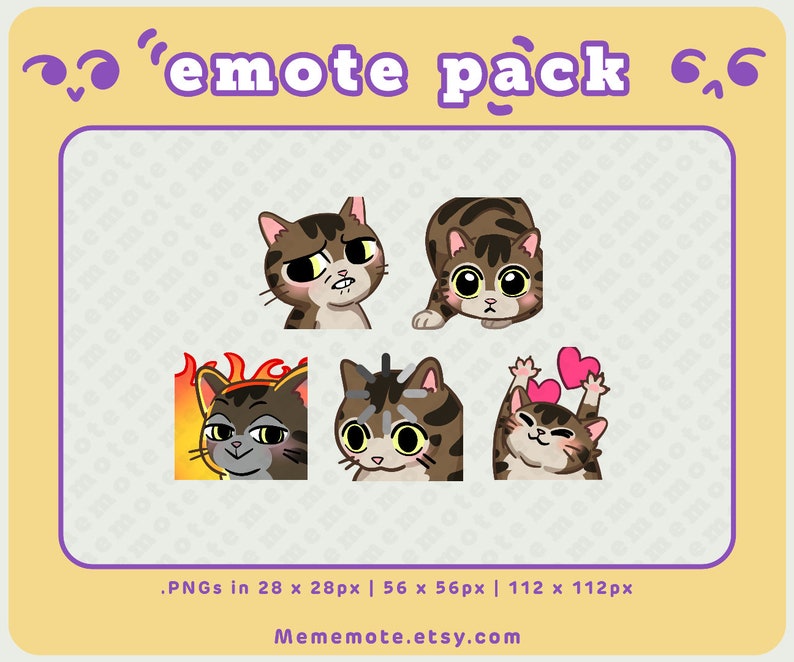 5 X Tabby Cat Emote Pack for Twitch, Discord, Youtube, Kick | Uh Ok ...