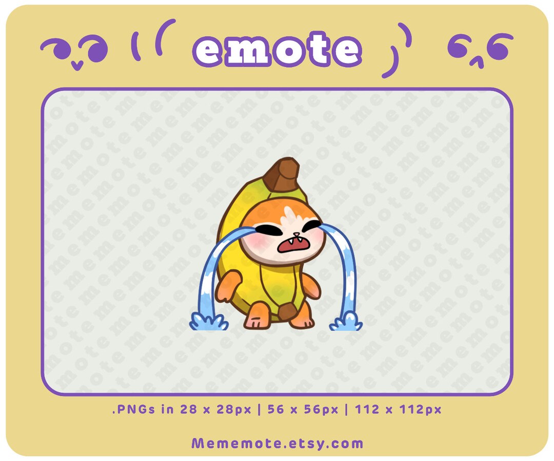 Banana Crying Cat Emote for Twitch, Discord, Youtube, Kick| ID#0002 - Etsy
