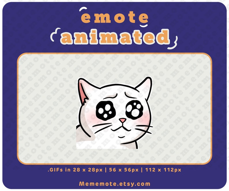 Sad Cat Meme Animated Twitch Emote Cute White Cat Emote for Streaming ...
