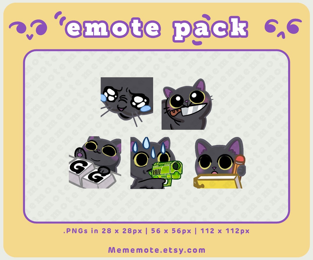 5 X Black Cat Emote Pack for Twitch, Discord, Youtube, Kick | Crying ...