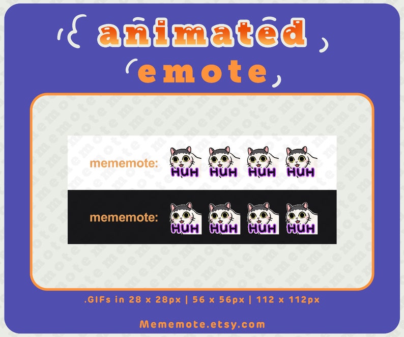 Gesto animado de meme de gato HUH para Twitch, Discord, YouTube, Kick ...