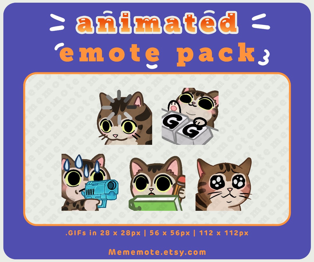 5 X Tabby Cat ANIMATED Emote for Twitch, Discord, Youtube, Kick | Cat ...