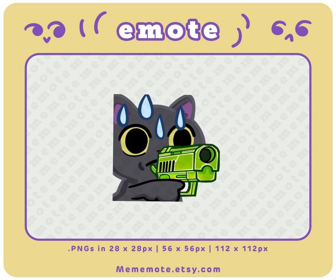 Black Cat Monkagun Emote for Twitch, Discord, Youtube, Kick| ID#0094 - Etsy