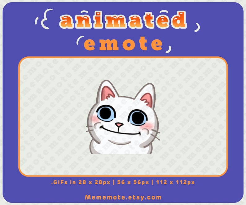 White Polite Smile Cat ANIMATED Emote for Twitch, Discord, Youtube ...
