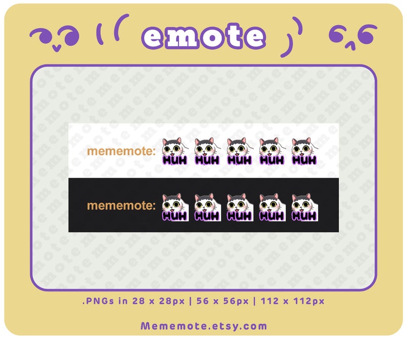 HUH Cat Emote for Twitch, Discord, Youtube, Kick| ID#0040 - Etsy