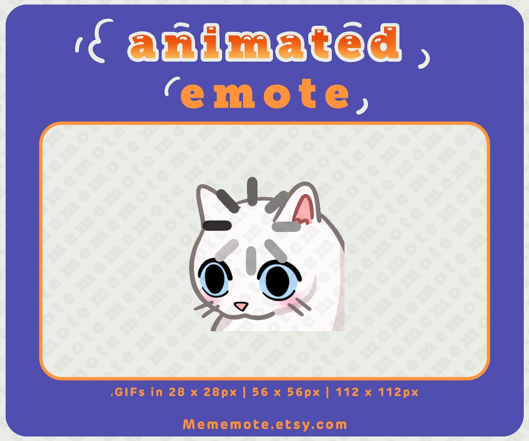 White Cat Loading ANIMATED Emote for Twitch, Discord, Youtube, Kick| ID ...
