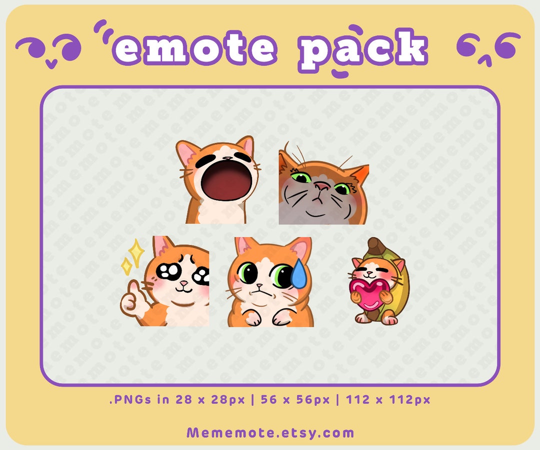 5 X Orange Cat Emote Pack for Twitch, Discord, Youtube, Kick | Pop Cat ...