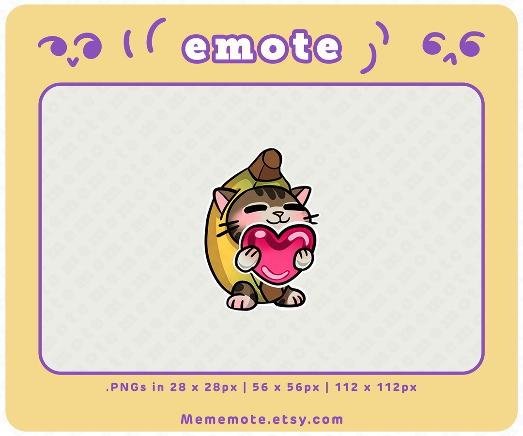 Tabby Banana Cat With Heart Meme Emote for Twitch, Discord, Youtube ...