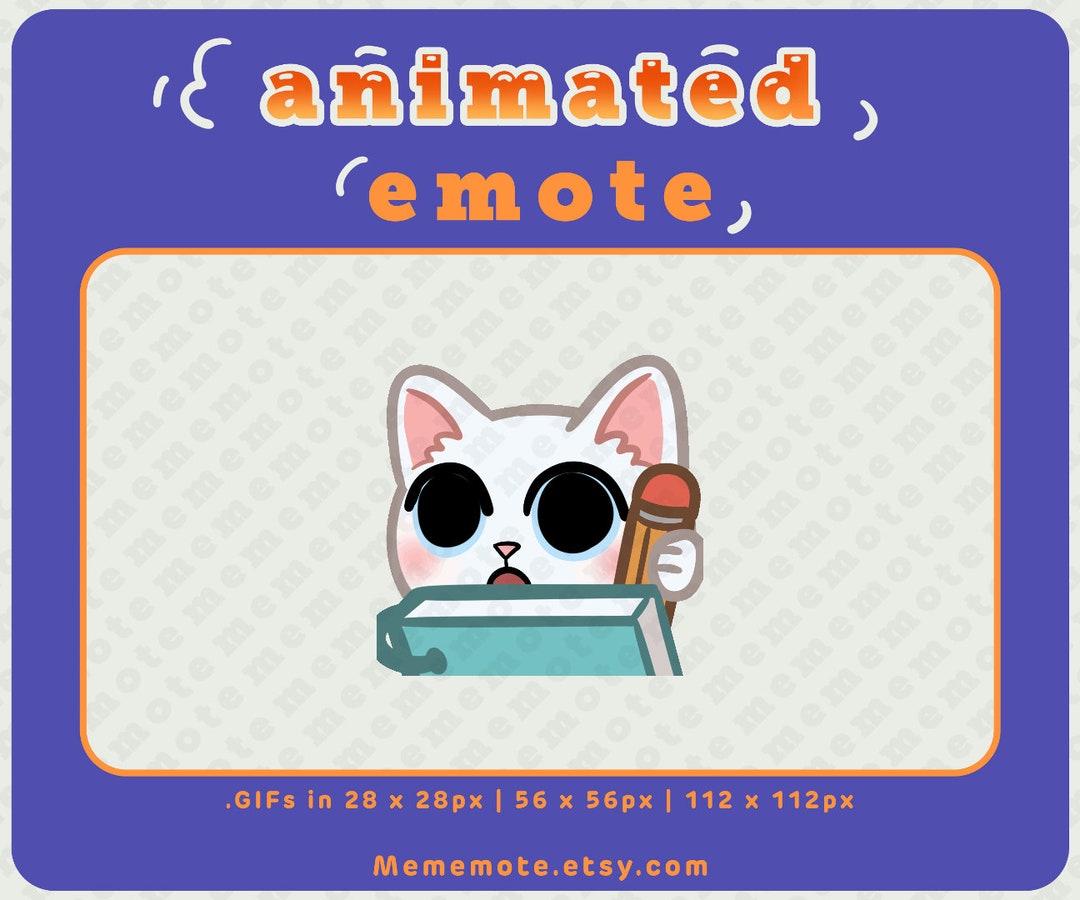 White Cat ANIMATED Noted Emote for Twitch, Discord, Youtube, Kick| ID# ...