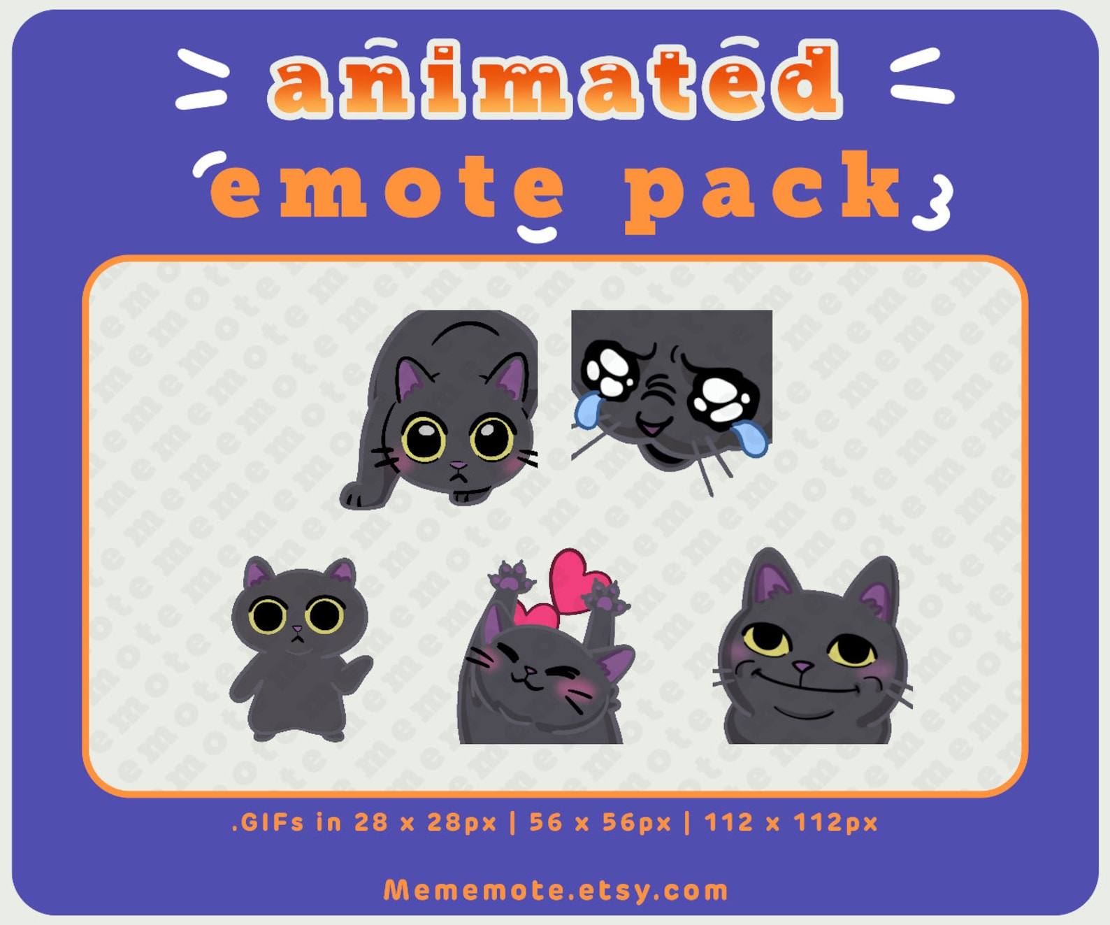 5 X Black Cat ANIMATED Emote for Twitch, Discord, Youtube, Kick ...