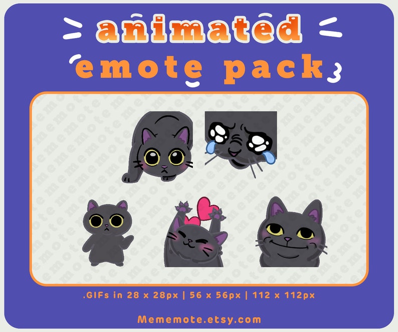 5 X Black Cat ANIMATED Emote for Twitch, Discord, Youtube, Kick ...