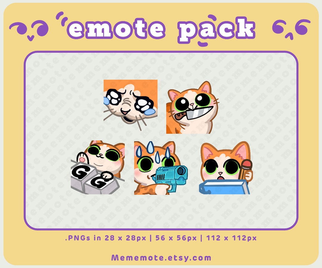 5 X Orange Cat Emote Pack for Twitch, Discord, Youtube, Kick | Crying ...