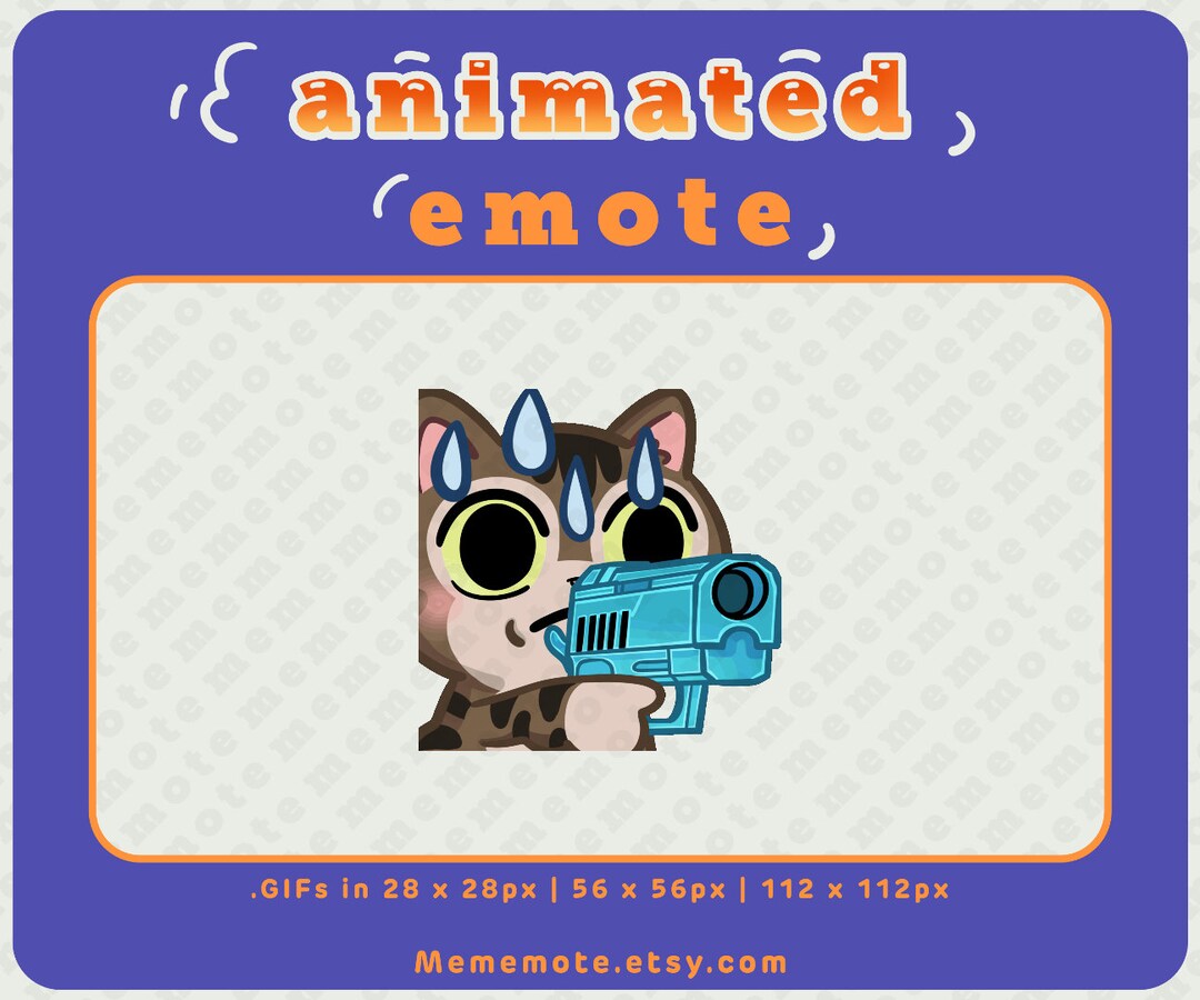 Tabby Cat Monkagun ANIMATED Emote for Twitch, Discord, Youtube, Kick ...
