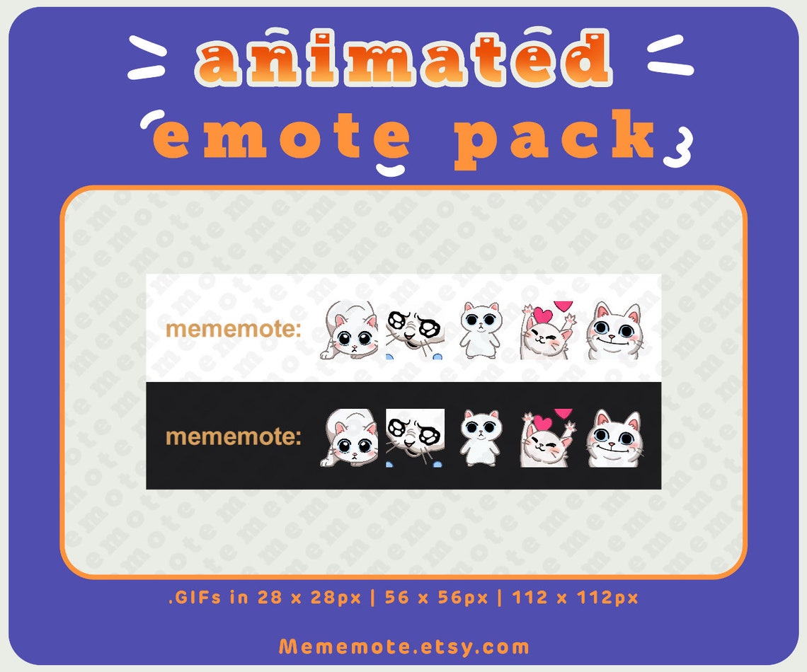 5 X White Cat ANIMATED Emote for Twitch, Discord, Youtube, Kick ...
