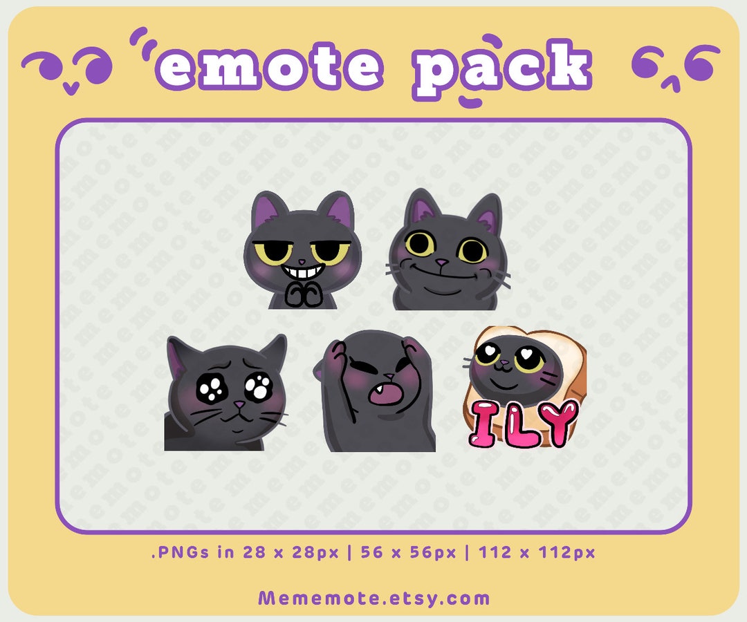 5 X Black Cat Emote Pack for Twitch, Discord, Youtube, Kick | Evil Cat ...