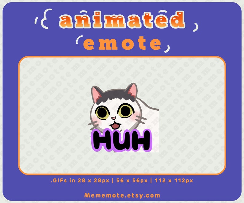 HUH Cat ANIMATED Emote for Twitch, Discord, Youtube, Kick| ID#A0074 - Etsy