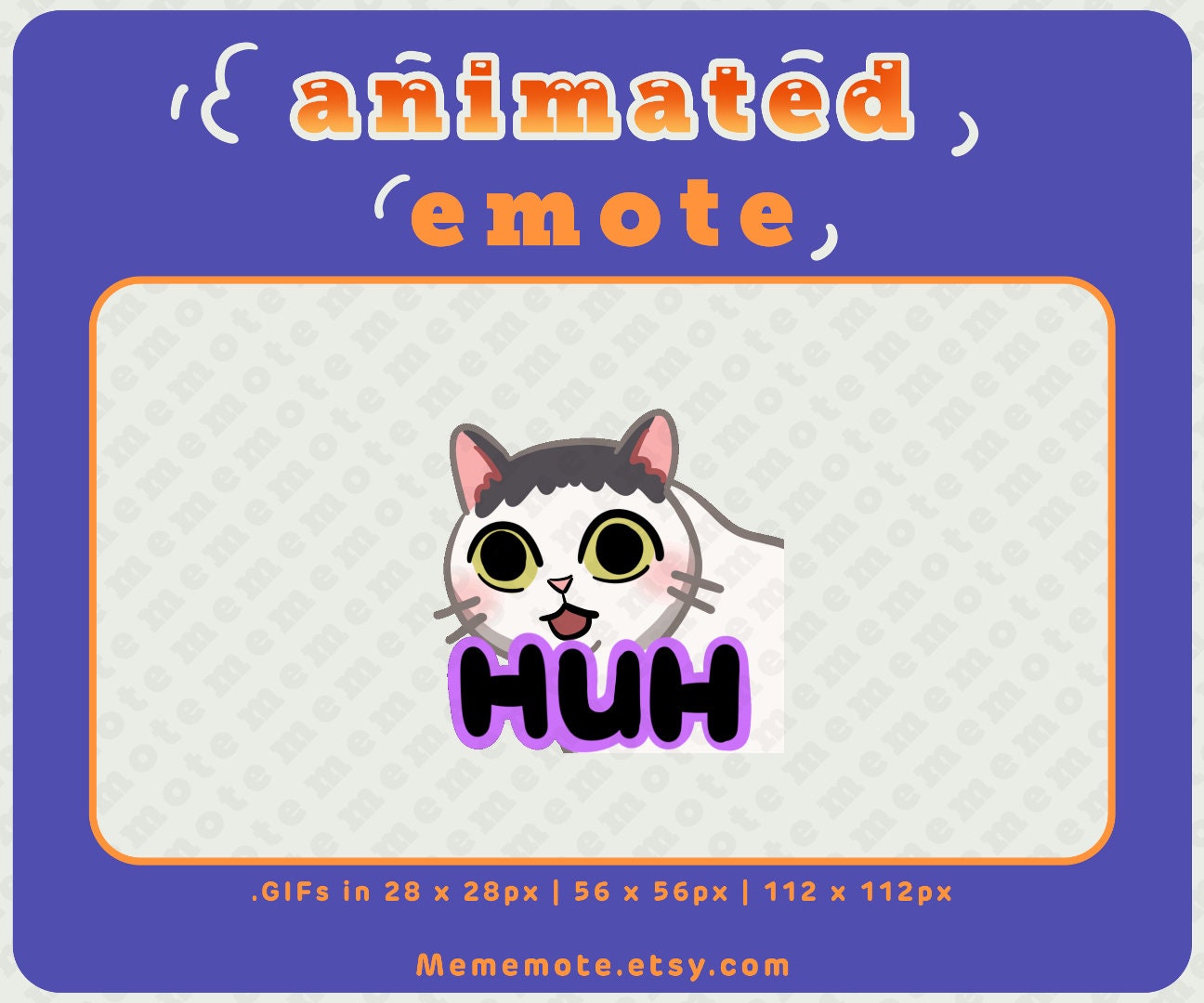 HUH Cat ANIMATED Emote for Twitch, Discord, Youtube, Kick| ID#A0074 - Etsy