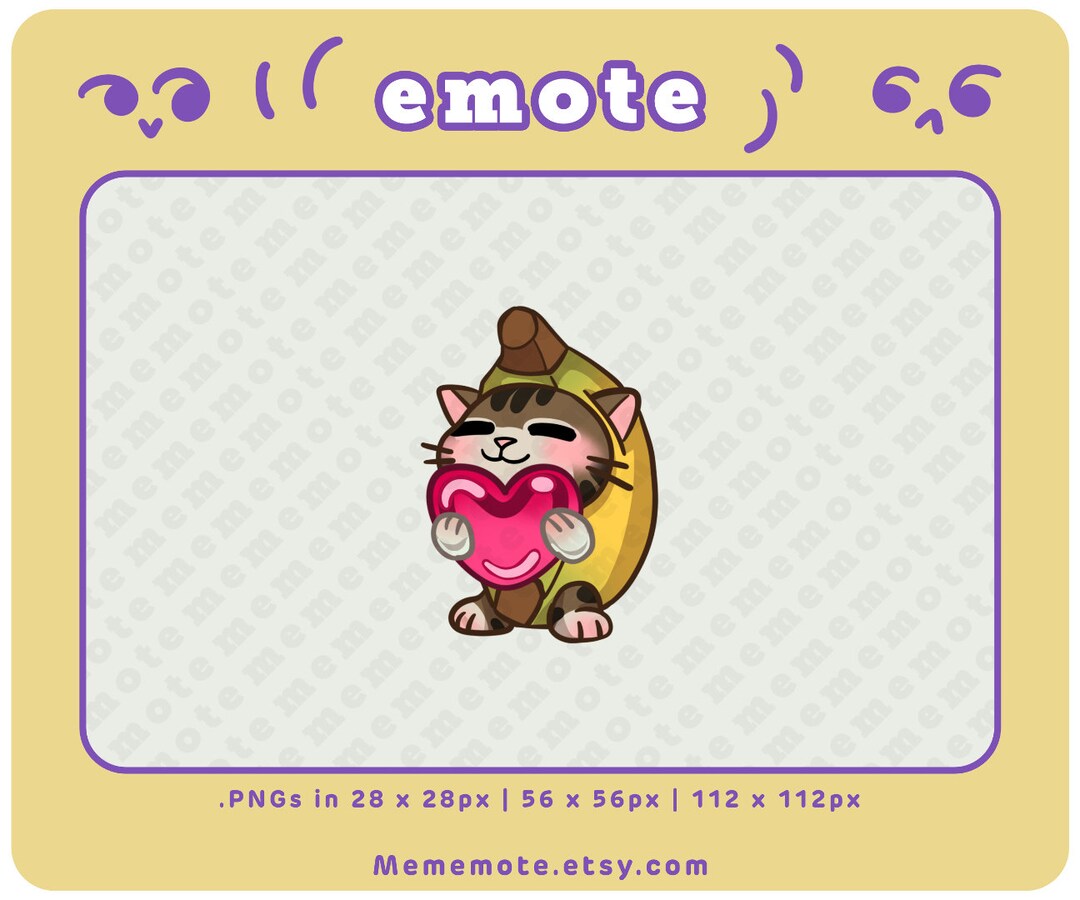 Tabby Banana Cat With Heart Emote for Twitch, Discord, Youtube, Kick ...