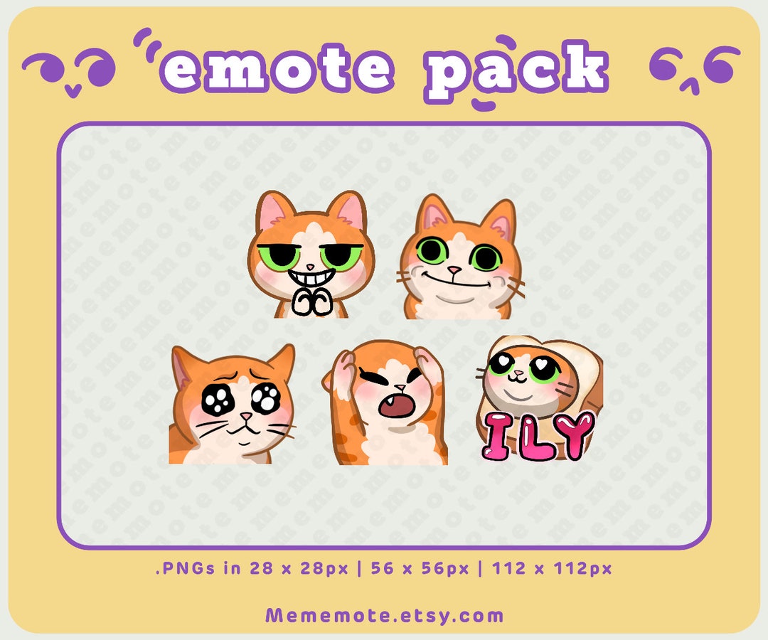 5 X Orange Cat Emote Pack for Twitch, Discord, Youtube, Kick | Evil Cat ...