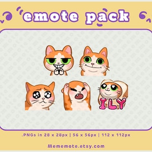 5 X Orange Cat Emote Pack for Twitch, Discord, Youtube, Kick | Evil Cat ...