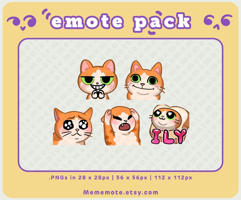 5 X Orange Cat Emote Pack for Twitch, Discord, Youtube, Kick | Evil Cat ...