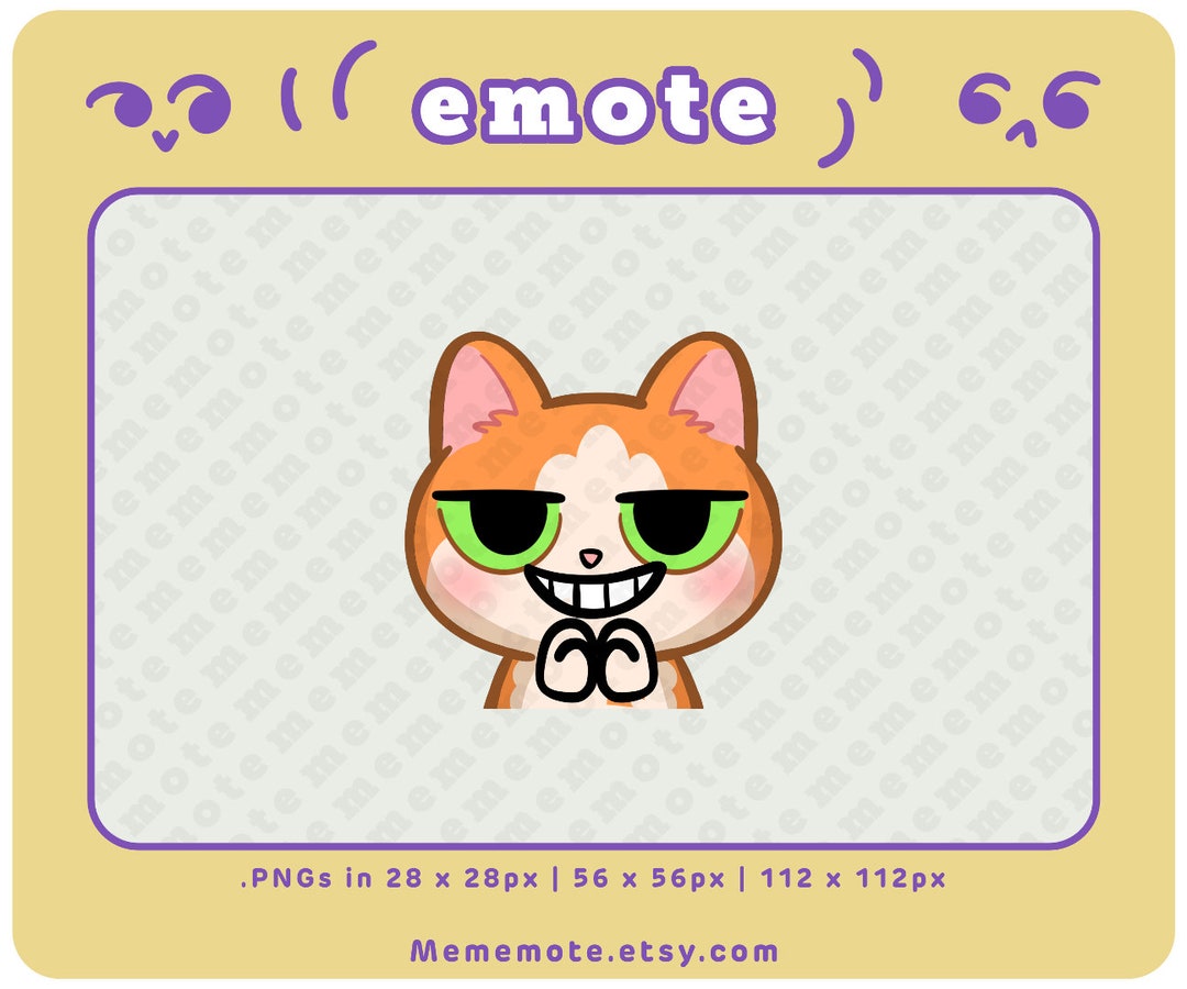 Orange Evil Smile Cat Emote for Twitch, Discord, Youtube, Kick| ID#0100 ...