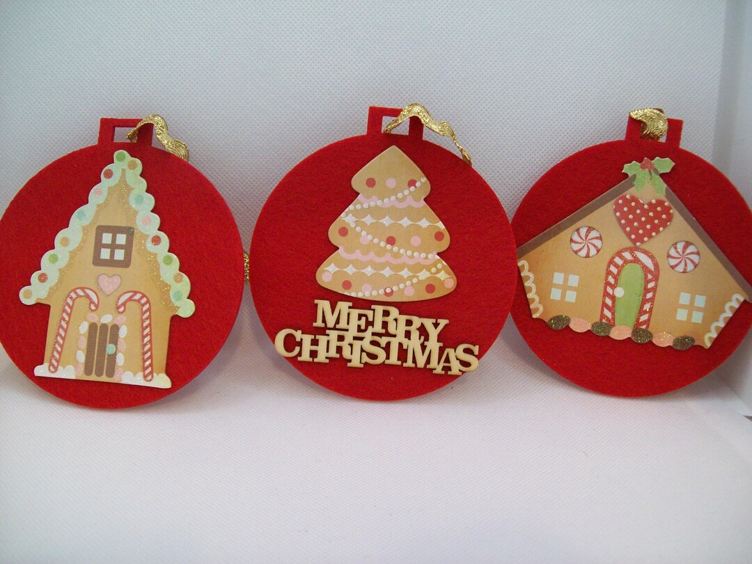 Gingerbread Houses and Tree Felt Ornaments - Etsy