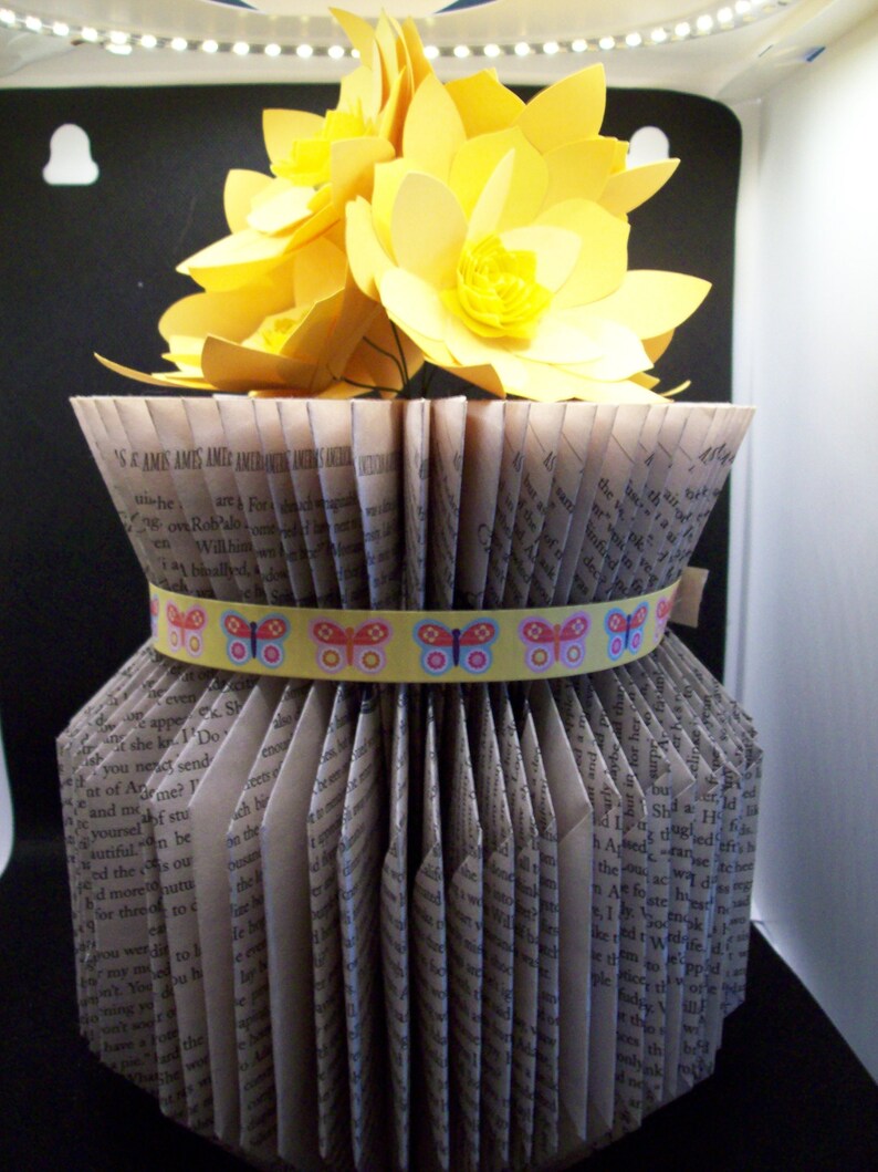 Book Art Vase With Yellow Flowers - Etsy