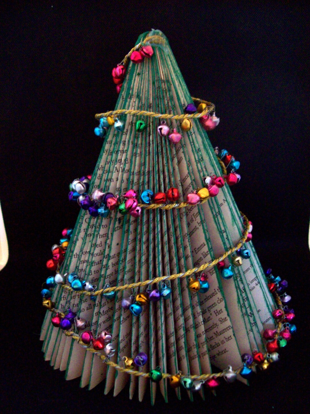 Christmas Tree Book Art With Bells - Etsy