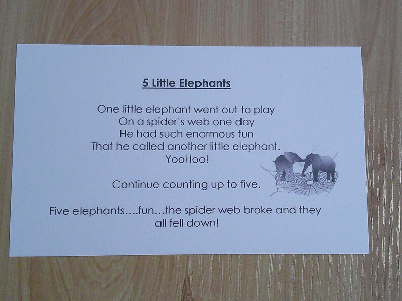 5 Little Elephants Song Props - Etsy