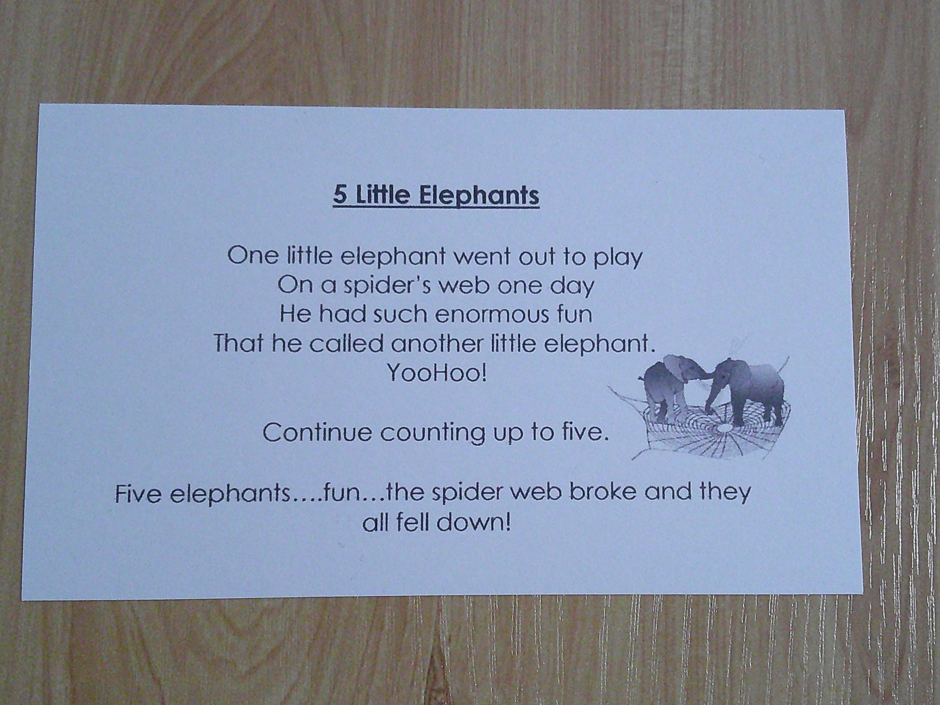 5 Little Elephants Song Props - Etsy