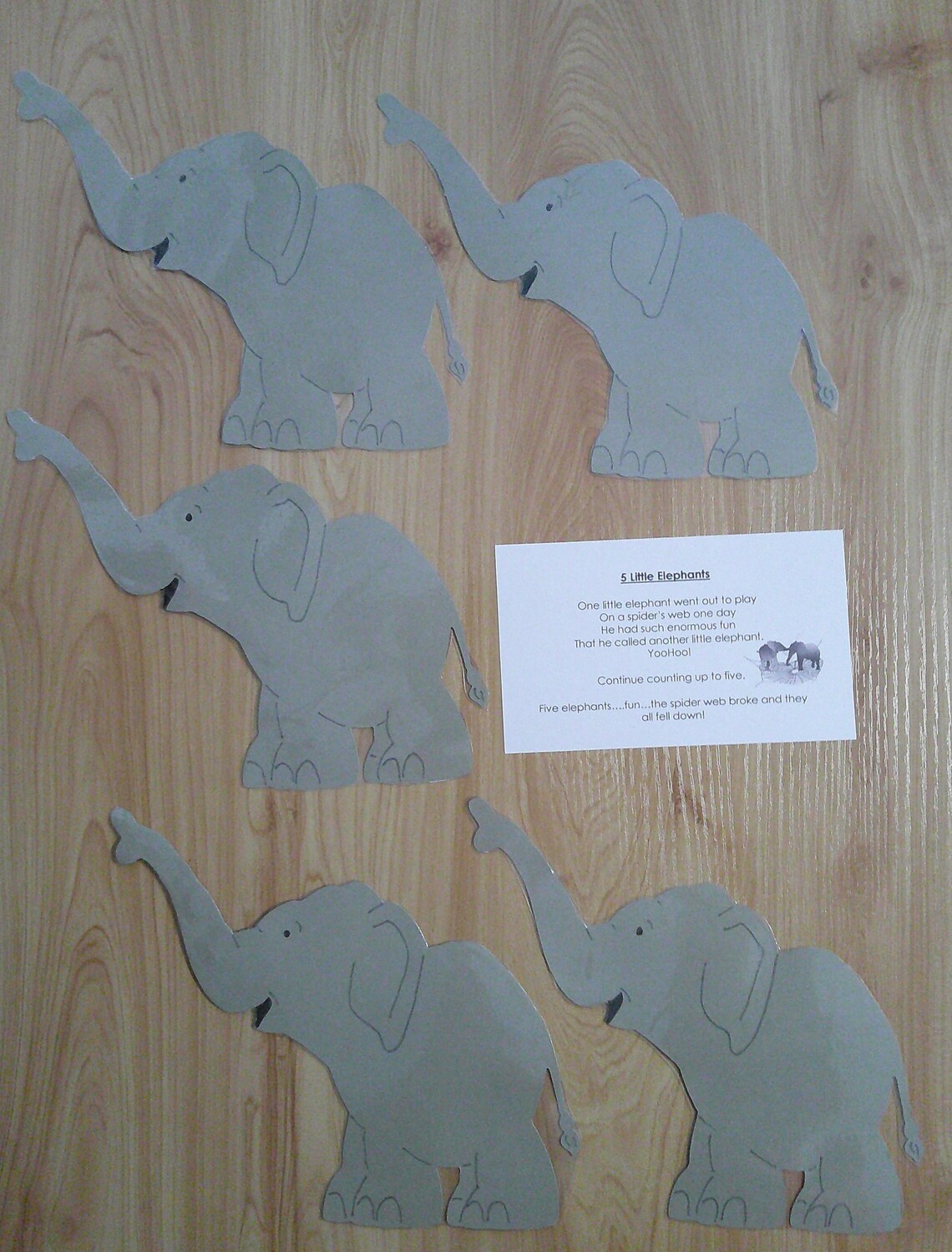 5 Little Elephants Song Props - Etsy