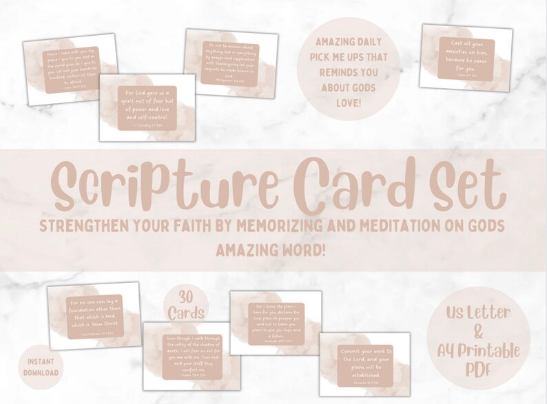 Scripture Cards, Verse Cards, Memorization Verse Cards, Daily Verses ...
