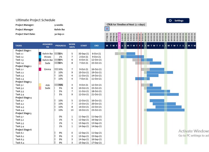 Project Schedule PMP & Gantt Chart Planner - Etsy