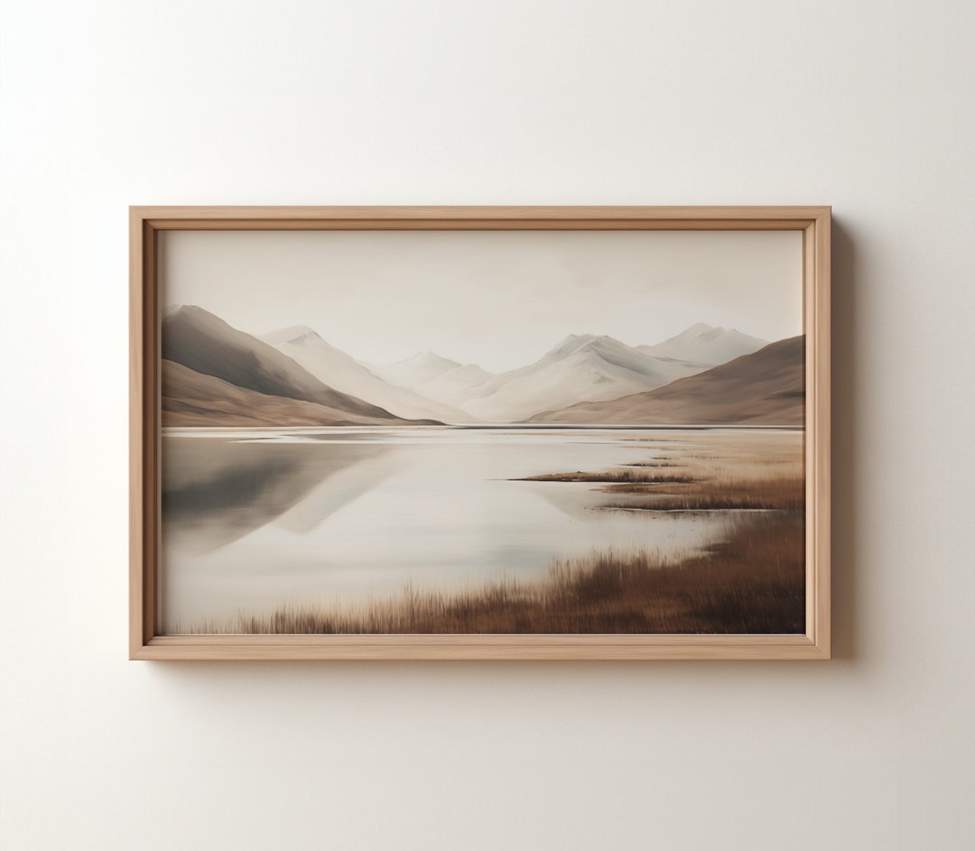 Printable Lake Landscape With Mountain Reflection Made From Digital and ...