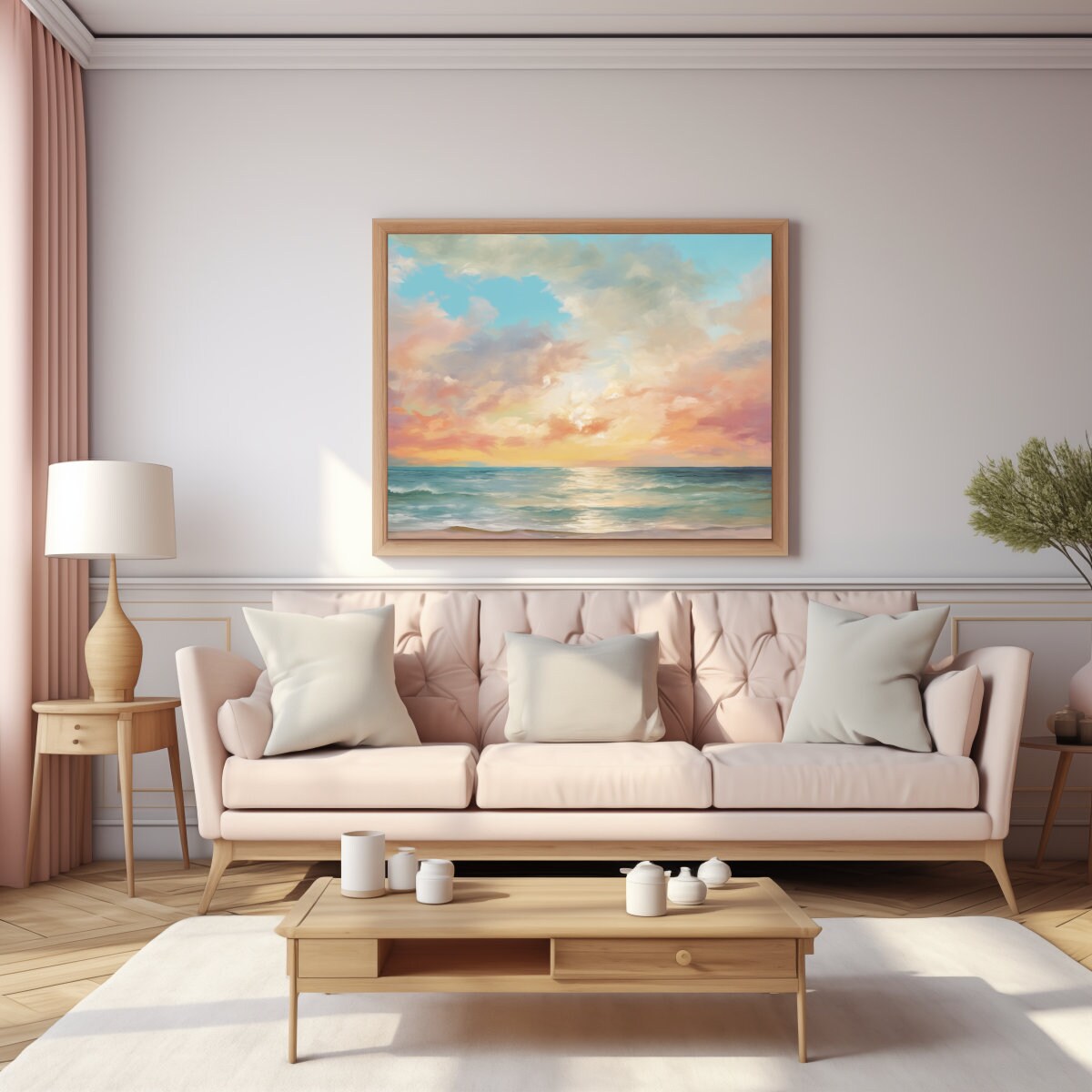 Printable Sunset Landscape Over the Expansive Ocean Waves Made From ...