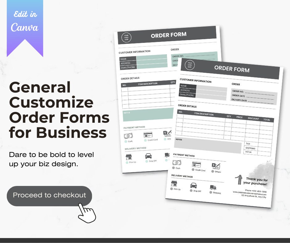 Order Form Editable | Small Business Forms Instant Digital Download ...