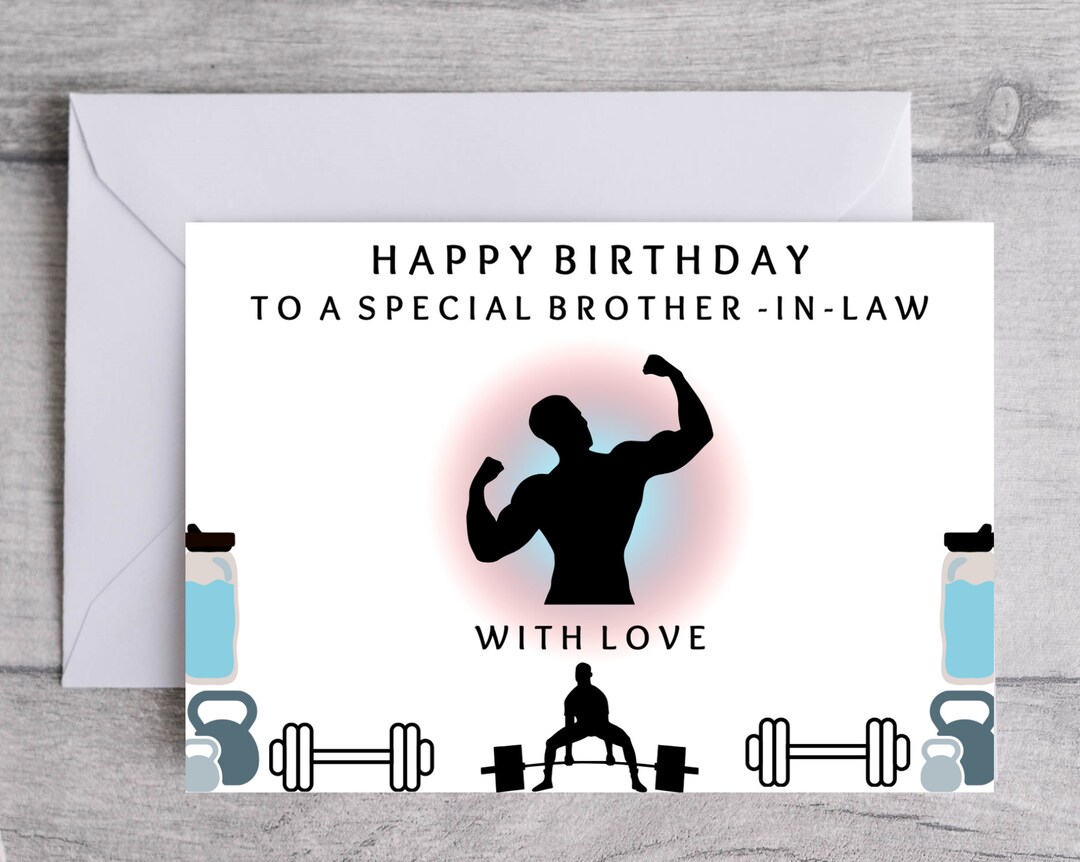 Fitness Card Happy Birthday Card Muscle Man Card for Brother in Law - Etsy