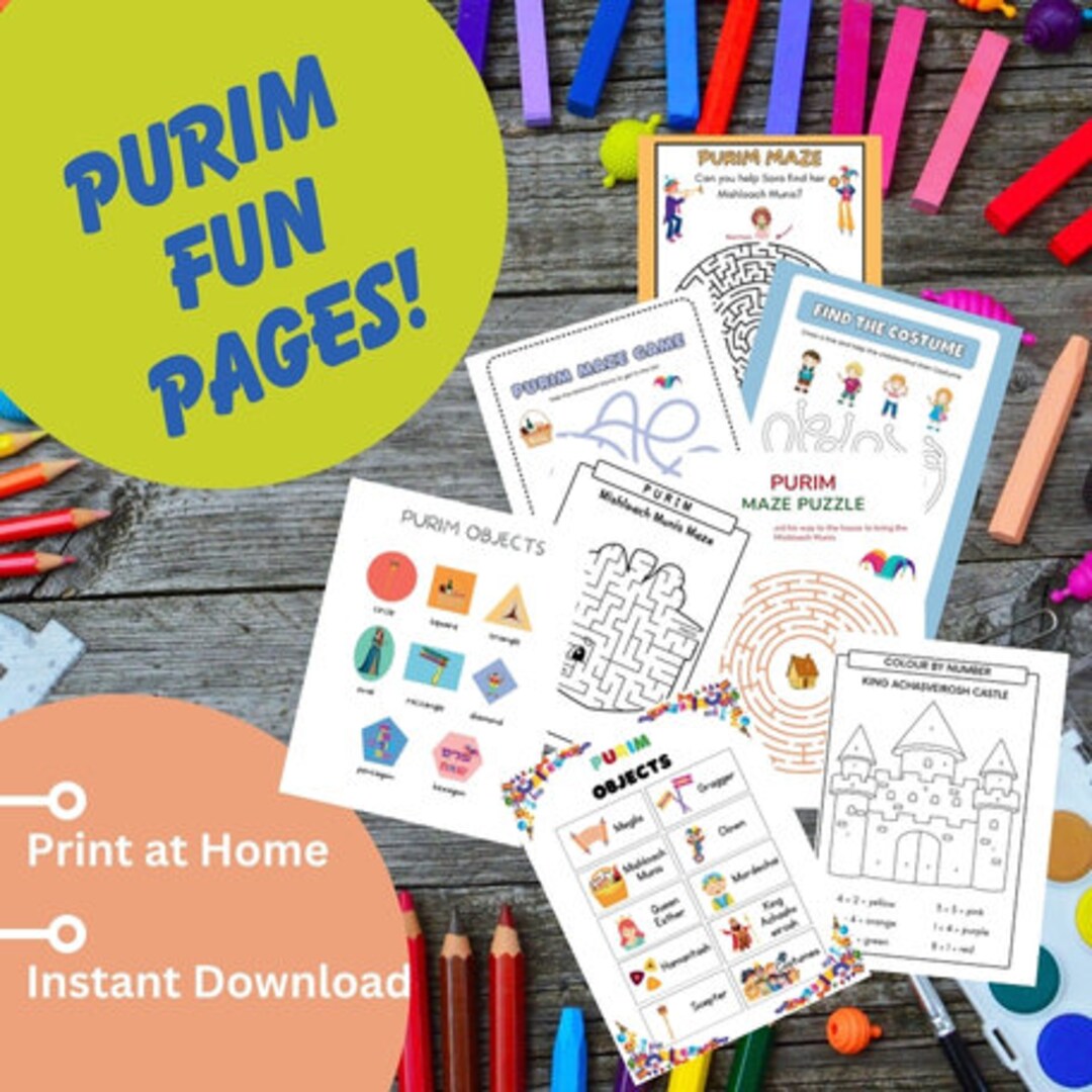 Purim Coloring Pages: Kids Fun Sheets Bundle (digital Download) - Etsy