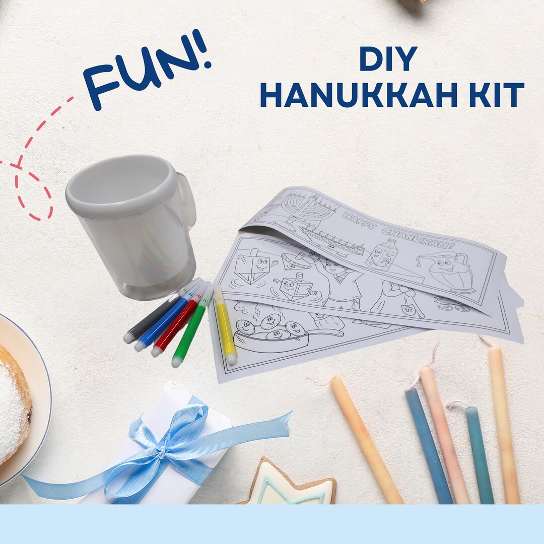 Chanukah Craft Kit, DIY Mug Coloring Set, Dreidels, Paints, Brushes ...
