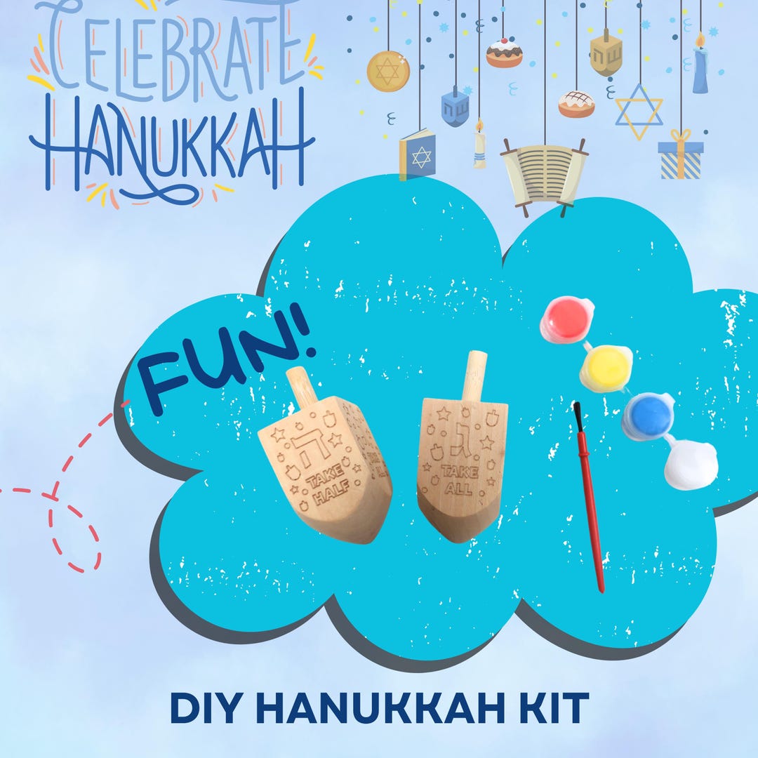 Chanukah Craft, DIY Wooden Dreidel Painting Set, Dreidels, Paints ...