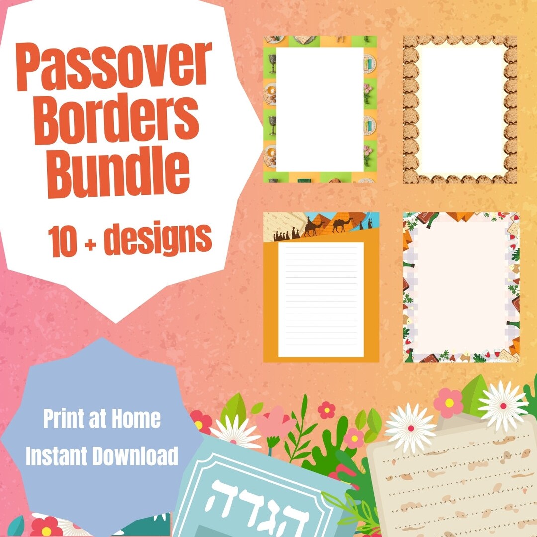 Passover Borders Pages | Stationary Pages | Fun Sheets Bundle | School ...