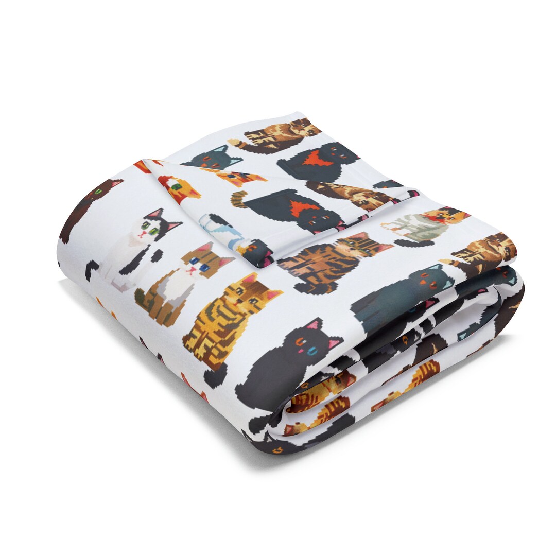 8-bit Pixel Style Cats Tile Pattern Arctic Fleece Blanket - Etsy