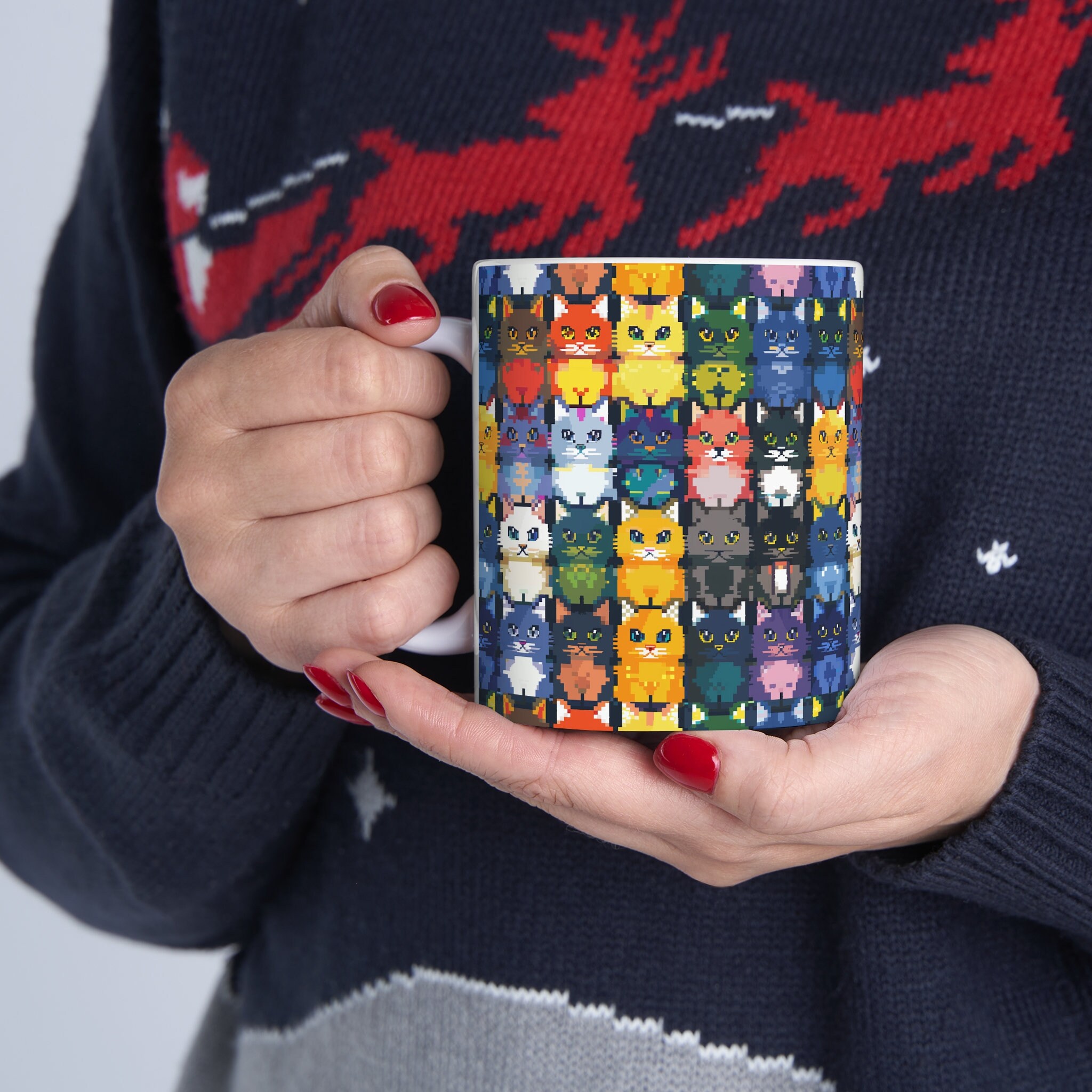 Cute Cats 8-bit Pixel Style Cats Ceramic Coffee Mug 11oz Tea Mug - Etsy