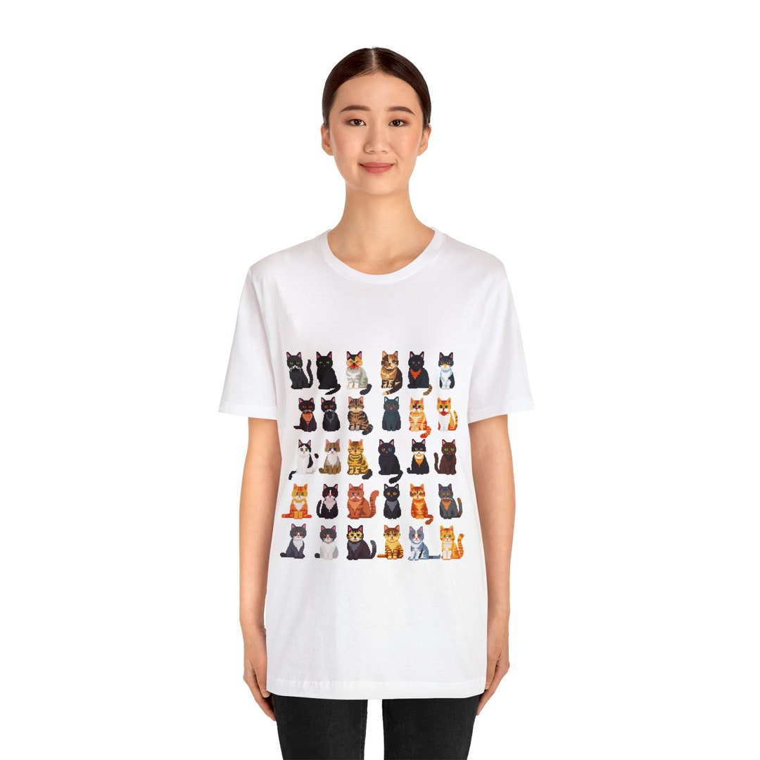 8-bit Pixel Style Cats Tile Pattern Unisex Jersey Short Sleeve Tee - Etsy