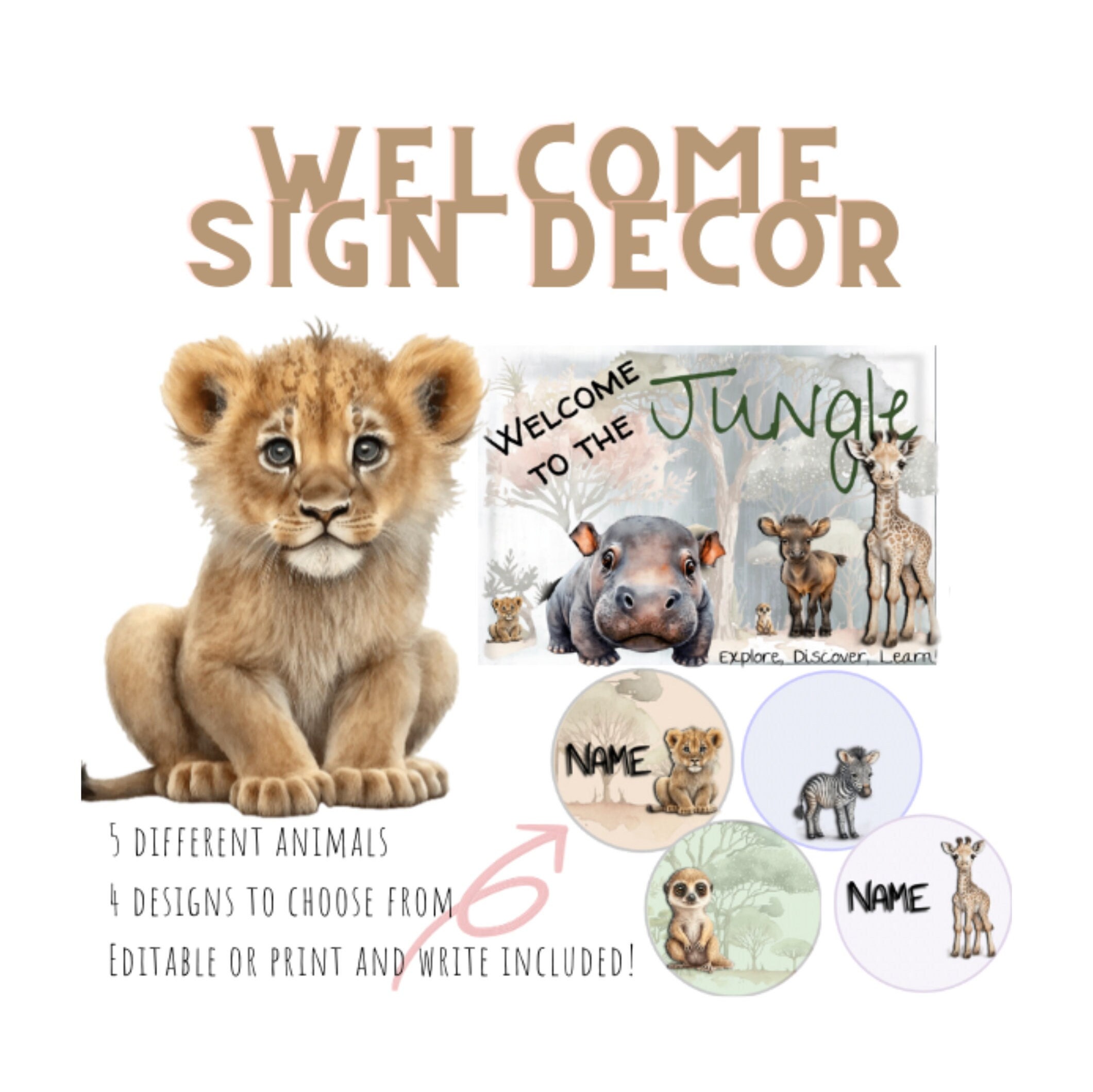 Safari Classroom Decor Door Display Welcome - Etsy