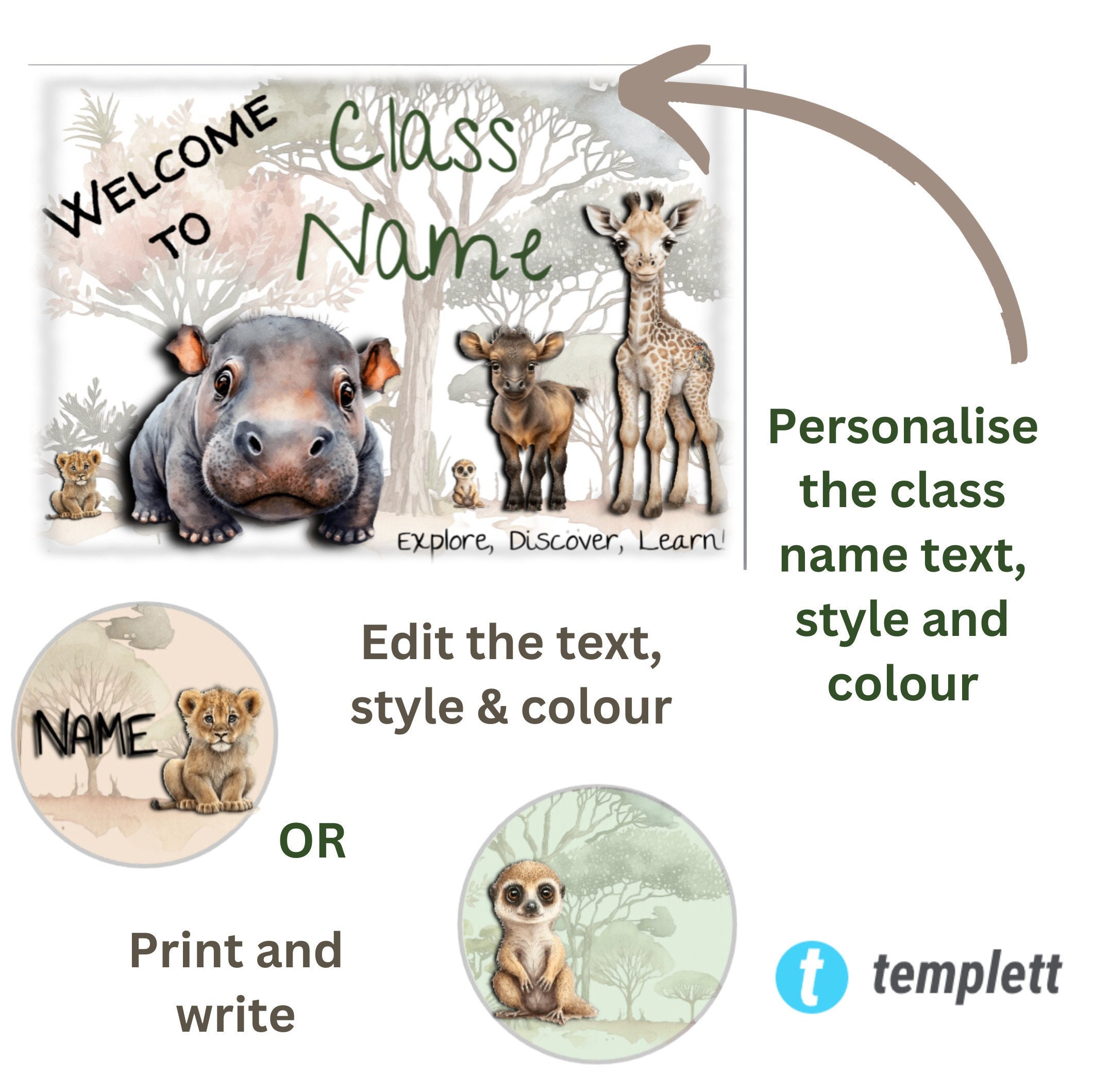 Safari Classroom Decor Door Display Welcome - Etsy